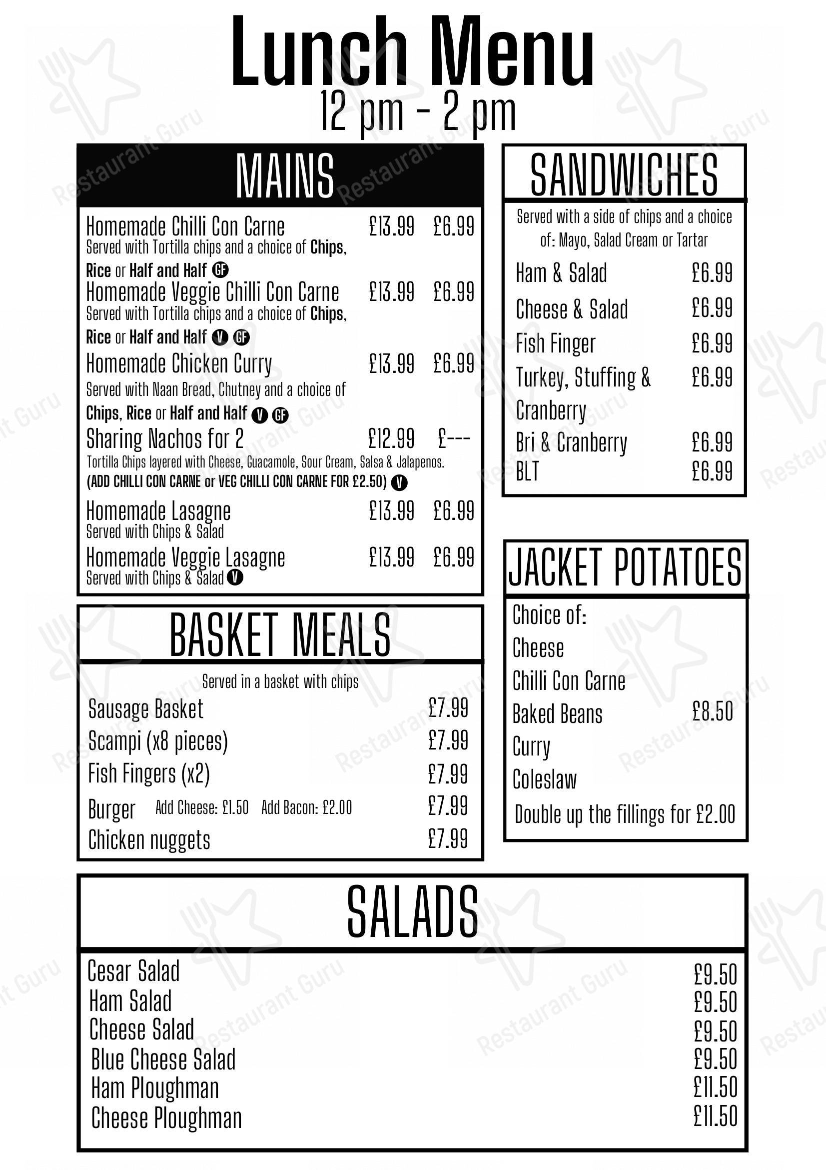 Menu at The London Inn pub & bar, Bude-Stratton