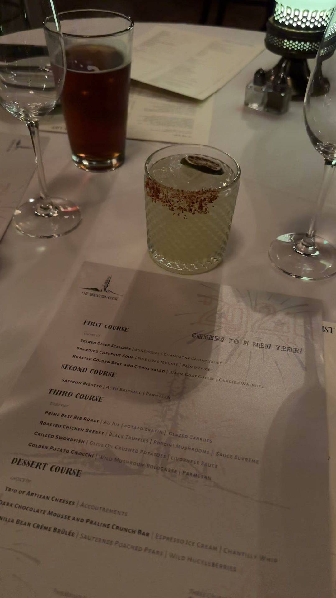 Menu at The Mountain House steakhouse, Woodside