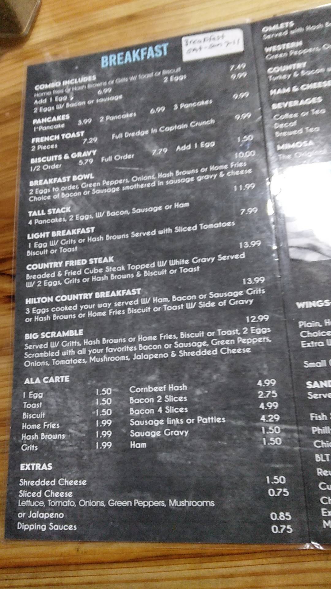 Menu at The New Riverside Restaurant, Nobleton