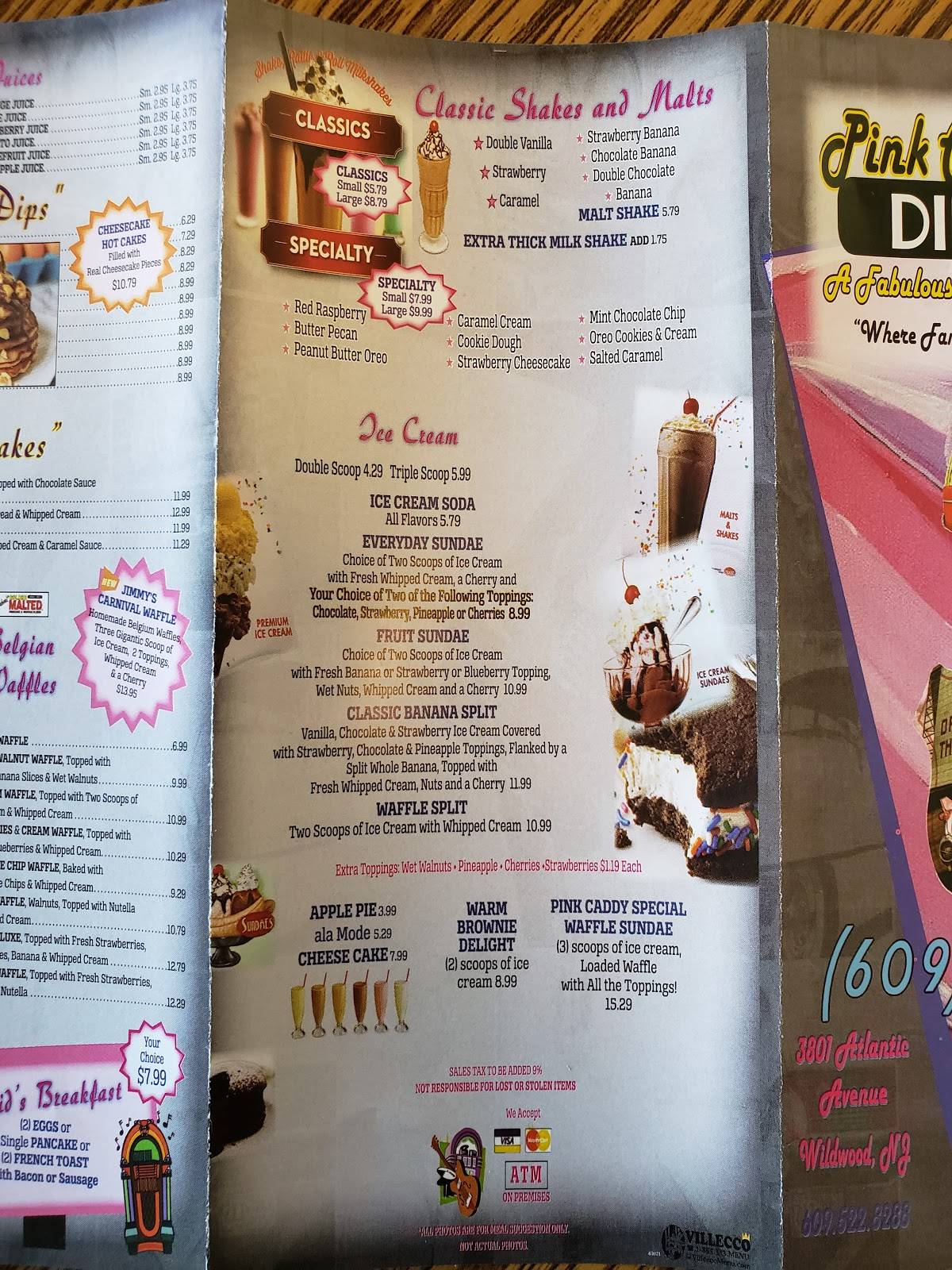 Menu at The Pink Cadillac Diner restaurant, Wildwood