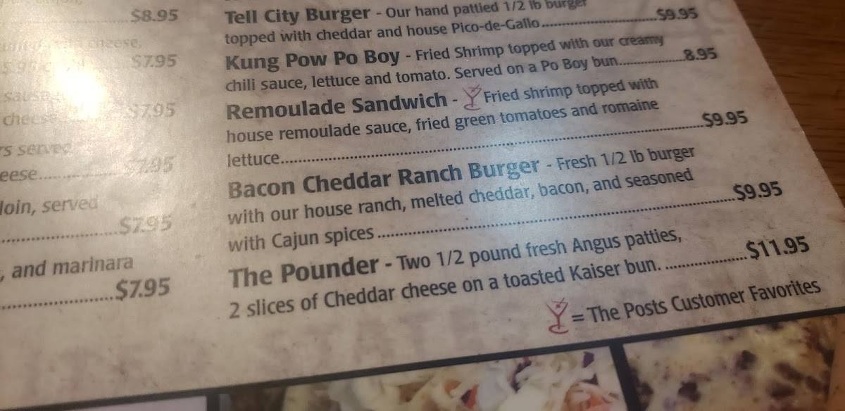 Menu at The Post pizzeria, Tell City