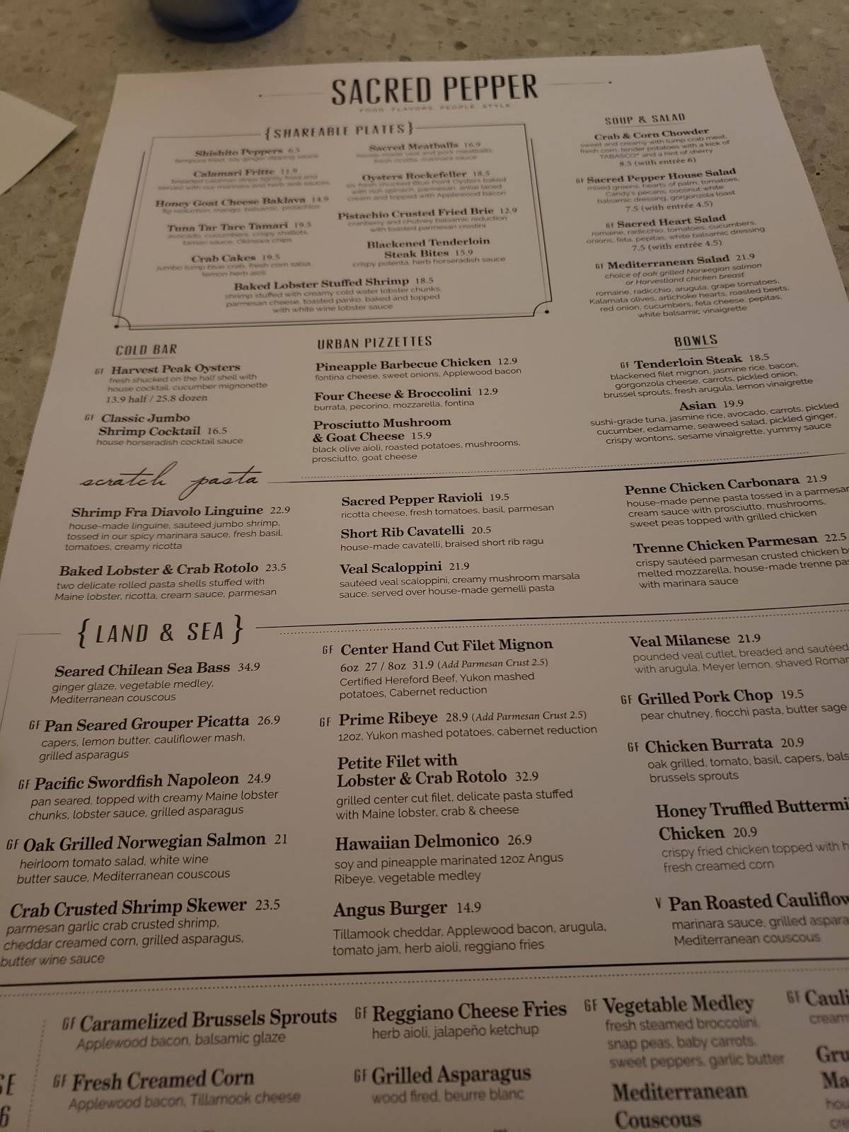 Menu at The Sacred Pepper restaurant, Tampa