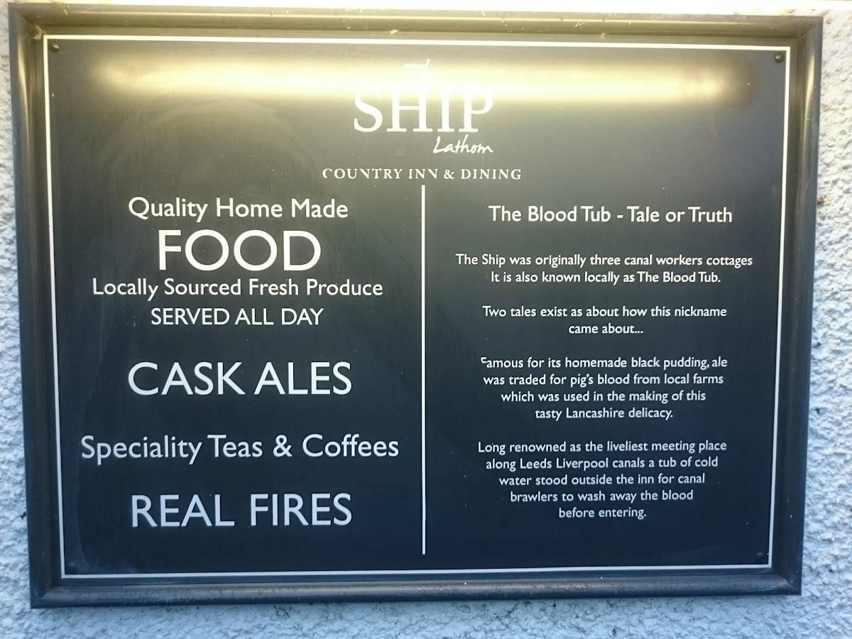 Menu at The Ship at Lathom pub & bar, Ormskirk