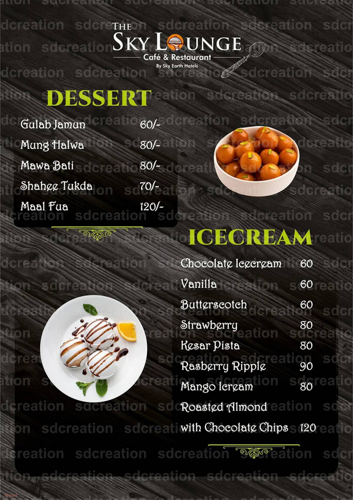 Menu at The Sky Lounge Cafe And Restaurant, Indore