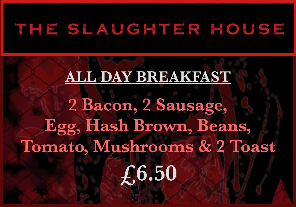 Menu at The Slaughter House pub & bar, Liverpool, 13-15 Fenwick St