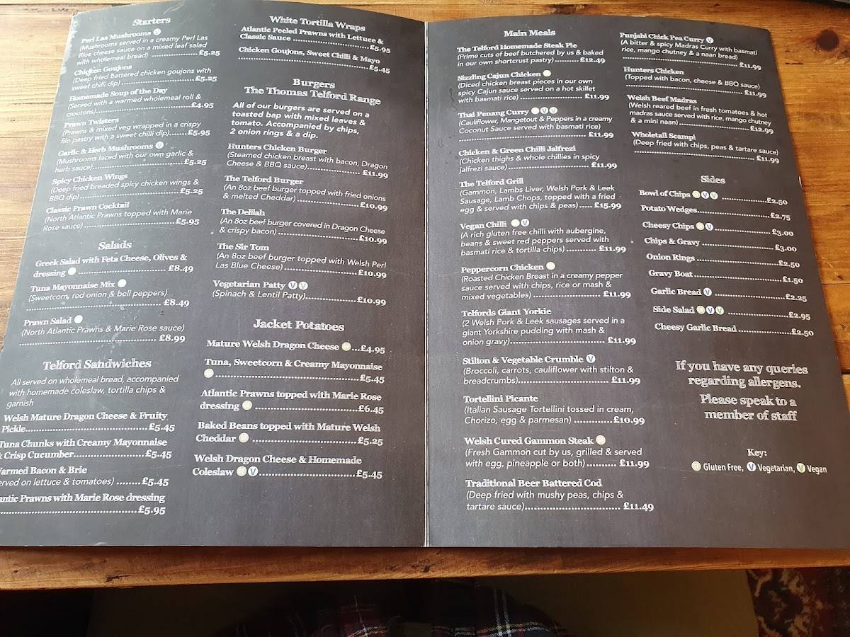Menu at The Telford Inn pub & bar, Llangollen