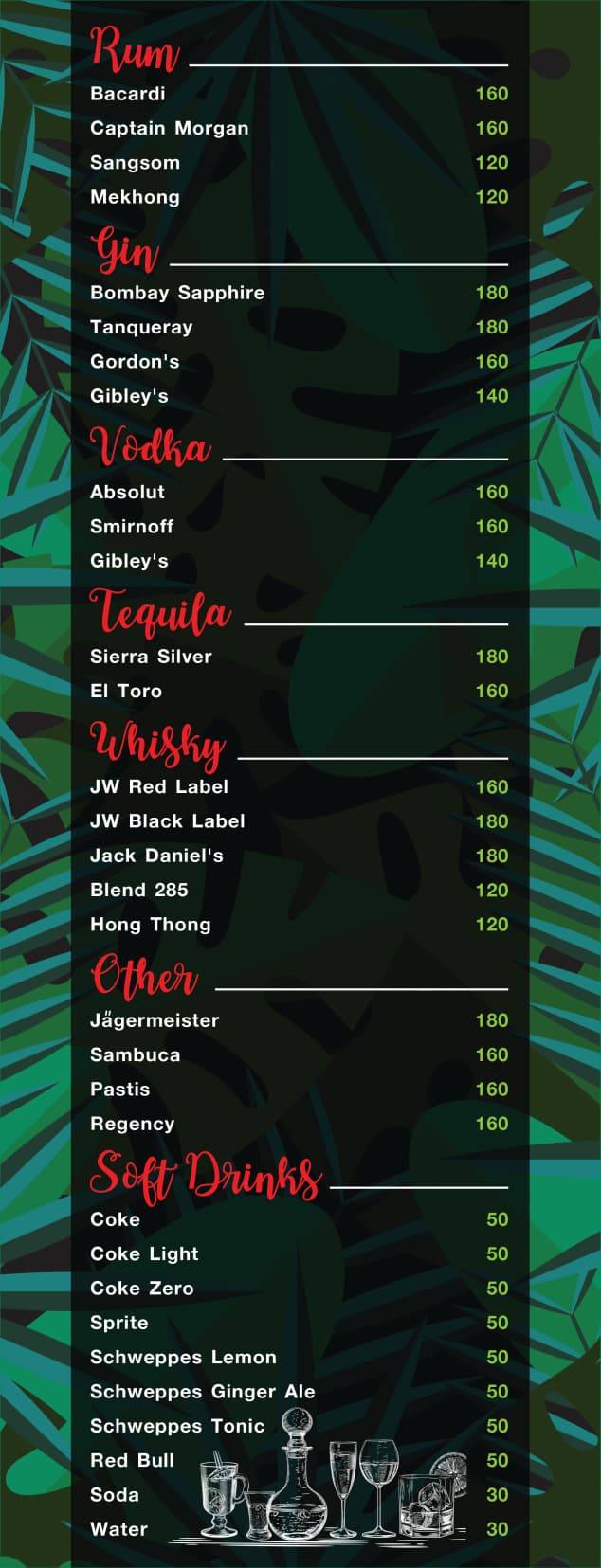 Menu at The Tipsy Mermaid pub & bar, Choeng Thale