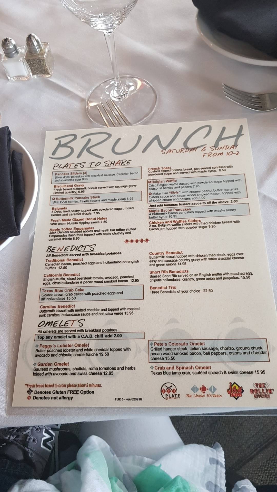 Menu at The Union Kitchen restaurant, Houston, Washington Ave