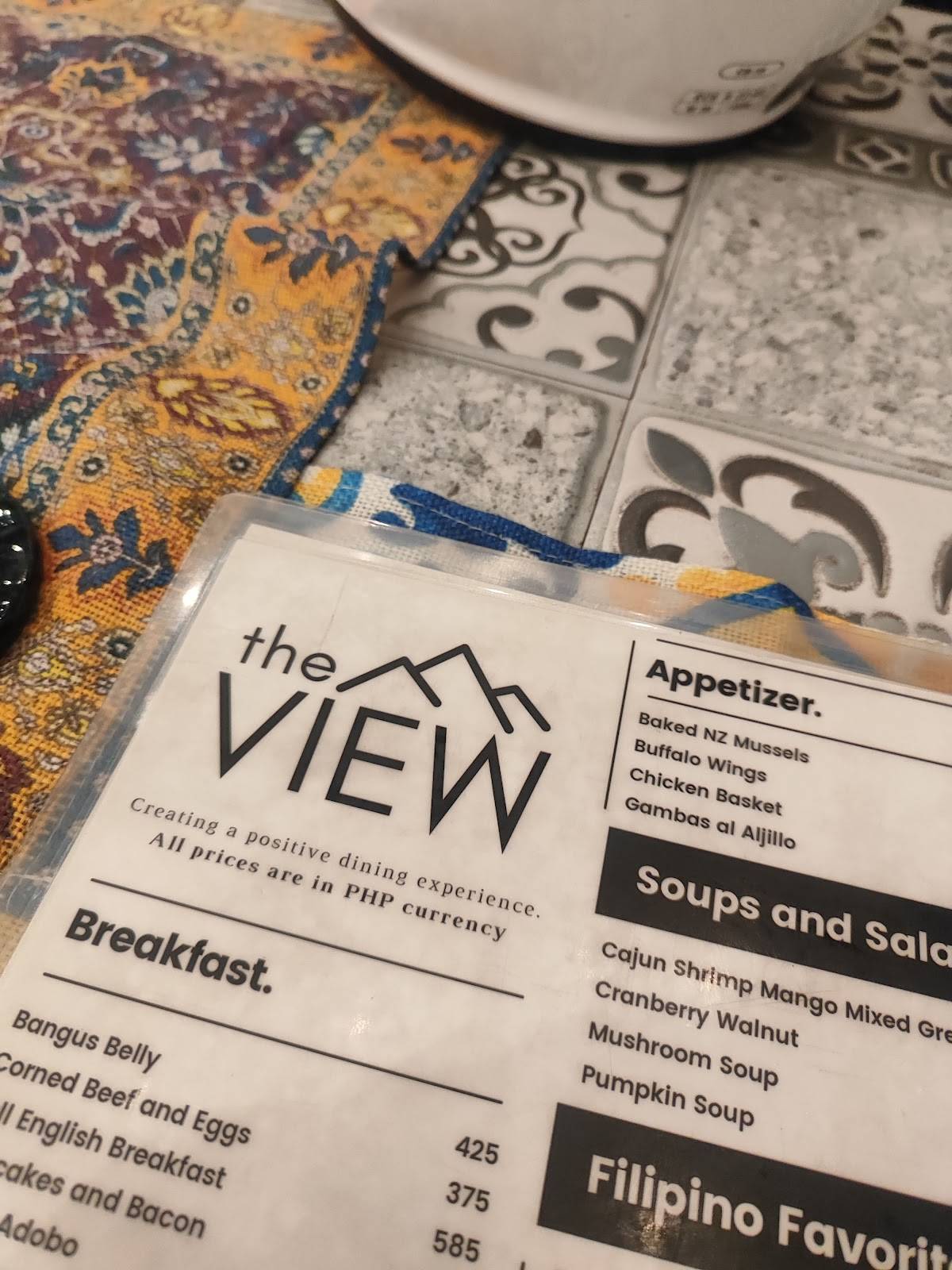 Menu at The View Restaurant • Cafe, Laurel