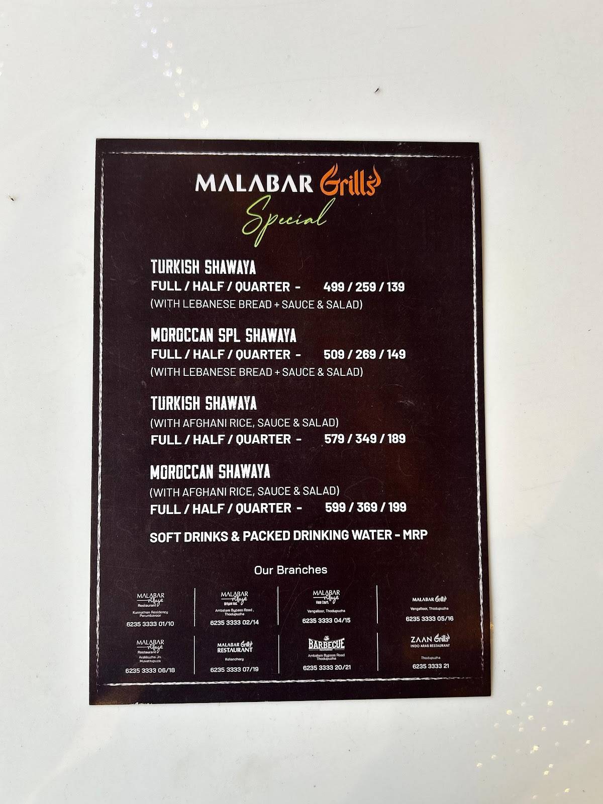 Menu at Malabar Grills (Al bari), Thodupuzha