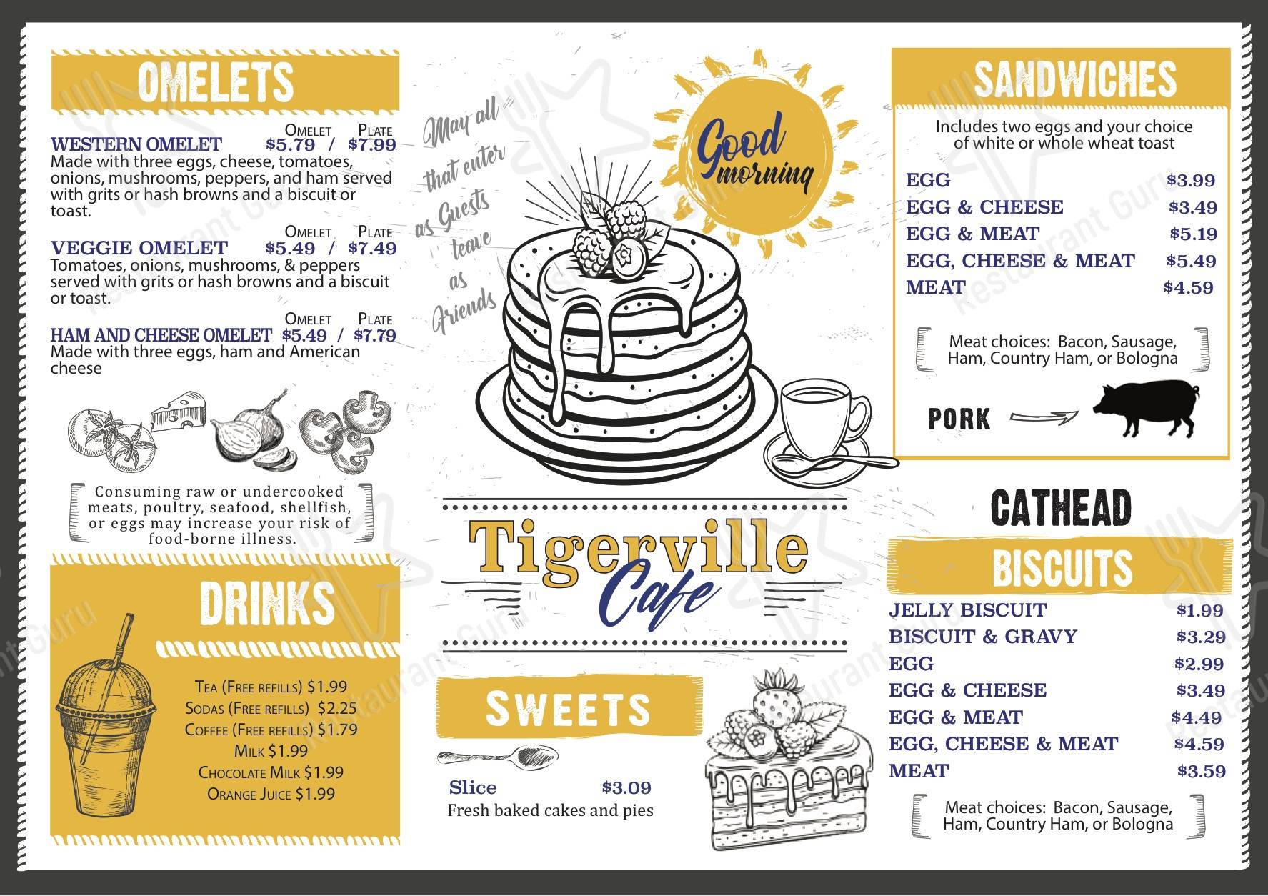 Menu at Tigerville Cafe, Greer
