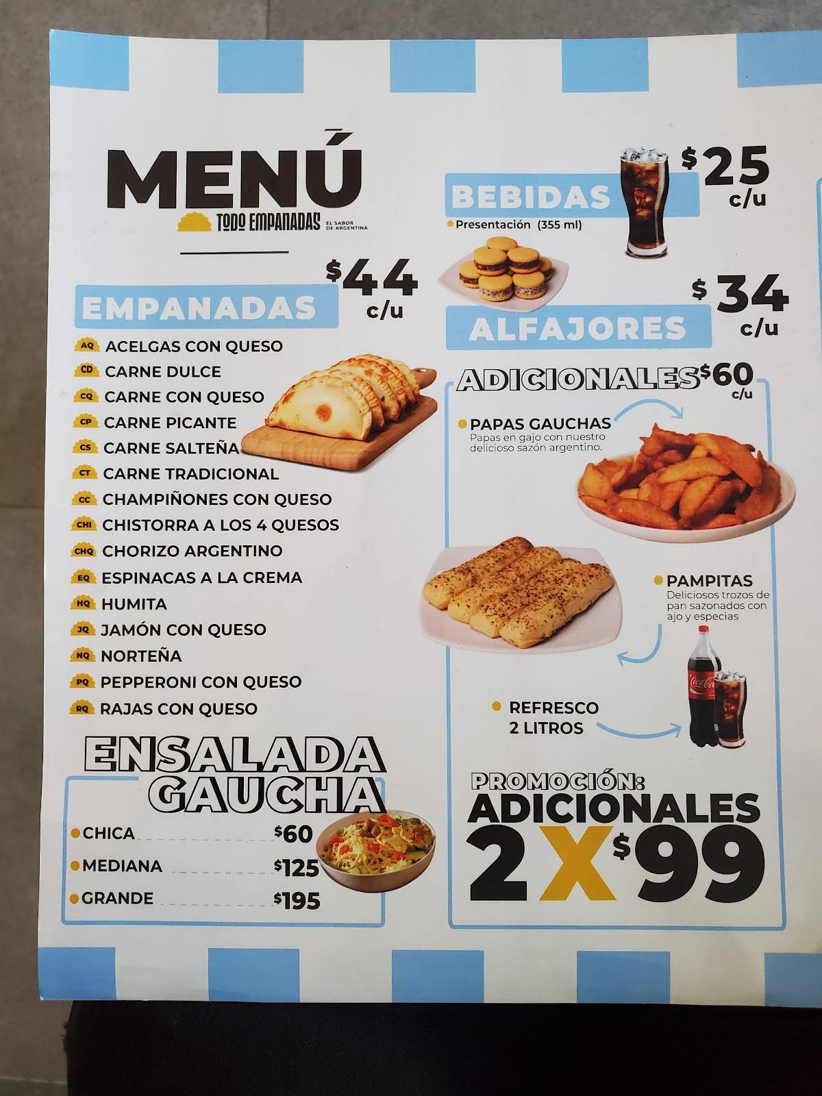Carta del restaurante Todo Empanadas Obispado, Monterrey