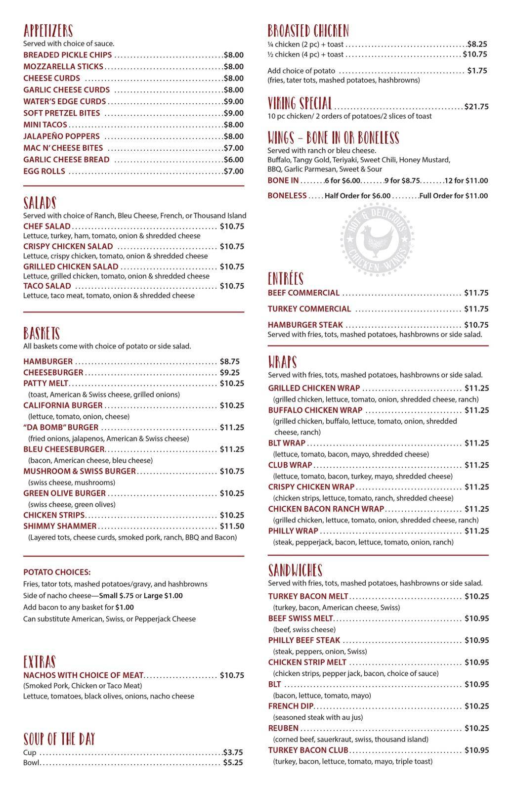Menu at Tolley's Bar and Grill ft Jake's Pizza, Granite Falls