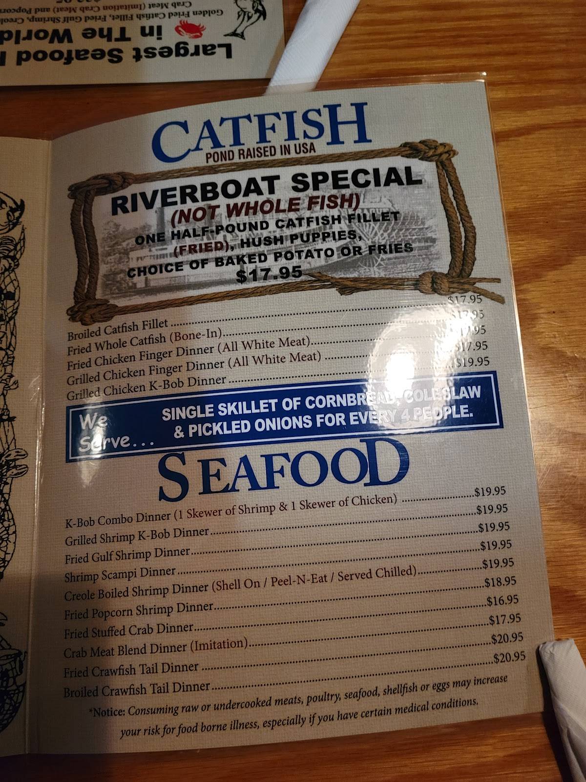 Menu at Top O' The River restaurant, Guntersville