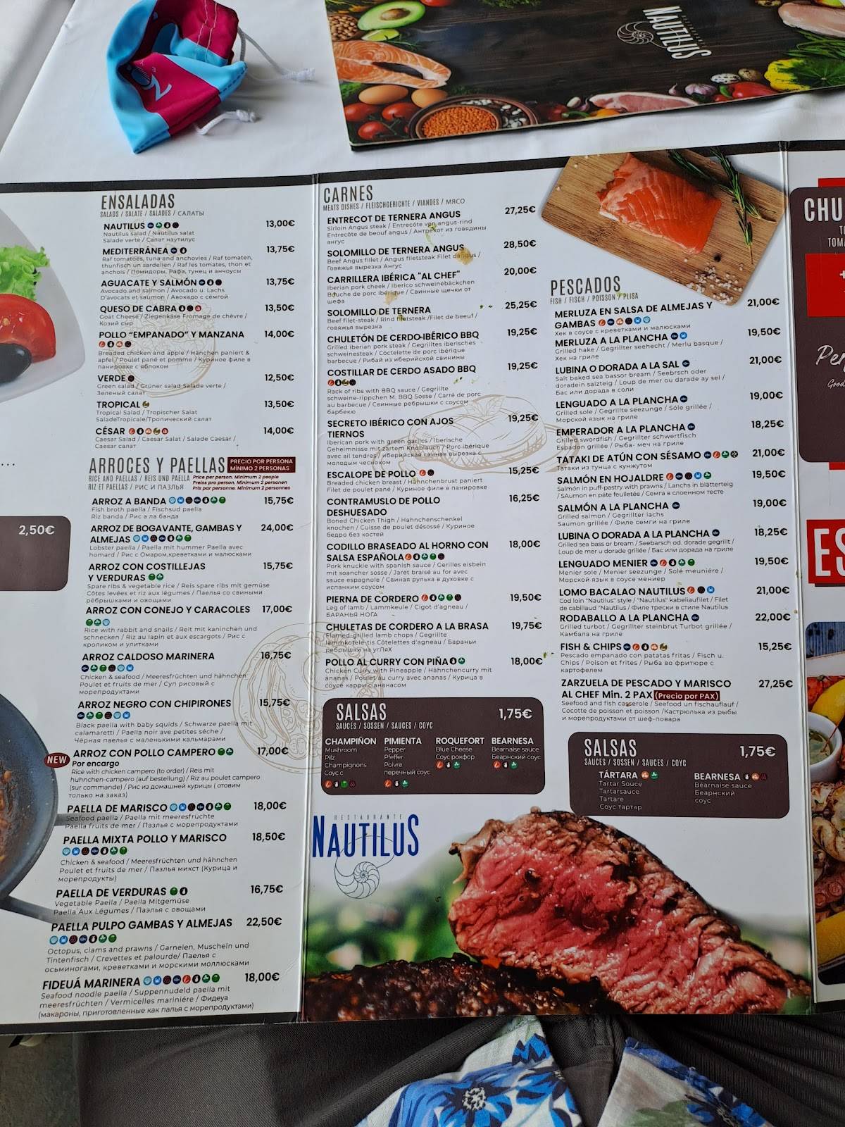 Menu at Nautilus Restaurante, Torrevieja