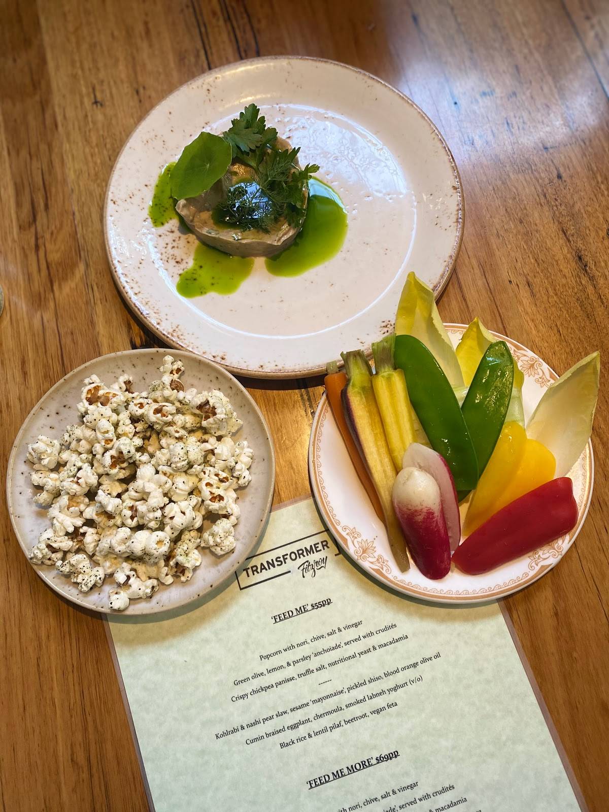 Menu at Transformer Next Door restaurant, Fitzroy