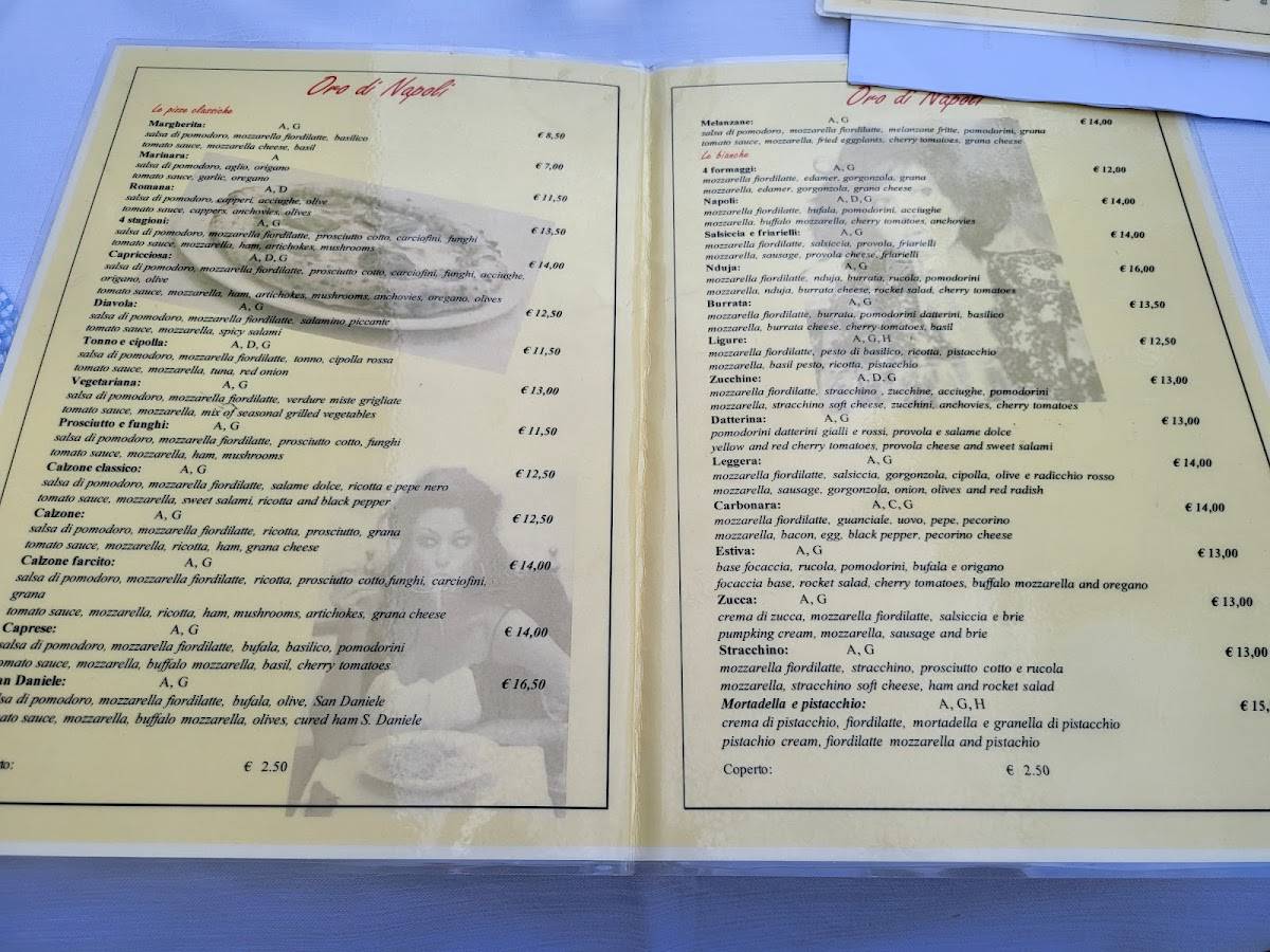 Speisekarte von Trattoria Pizzeria L'Oro di Napoli, Sistiana
