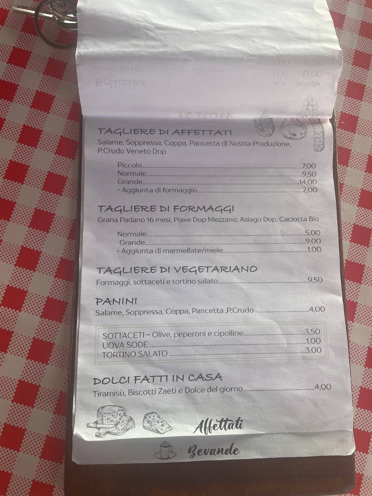 Speisekarte von Trattoria Teresa Di Bressan Loretta restaurant, Faedo