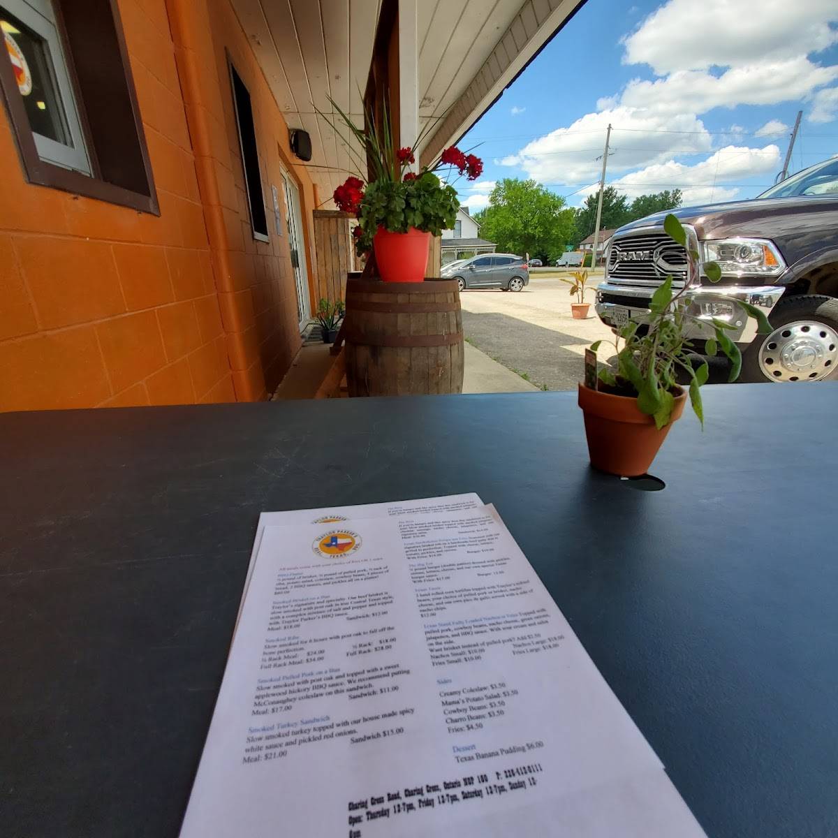 Menu at Traylor Parker's Real Texas BBQ, Chatham-Kent