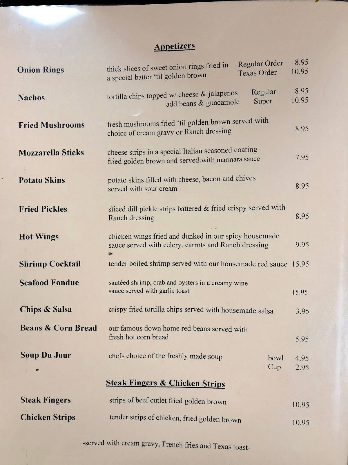 Menu at Triple C Steakhouse, Devine