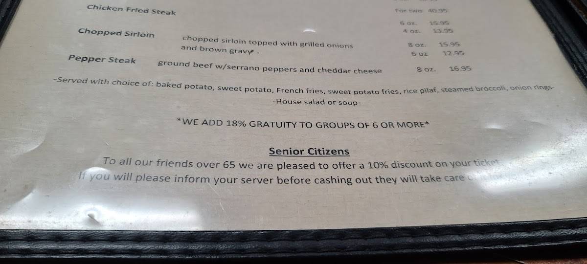 Menu at Triple C Steakhouse, Devine
