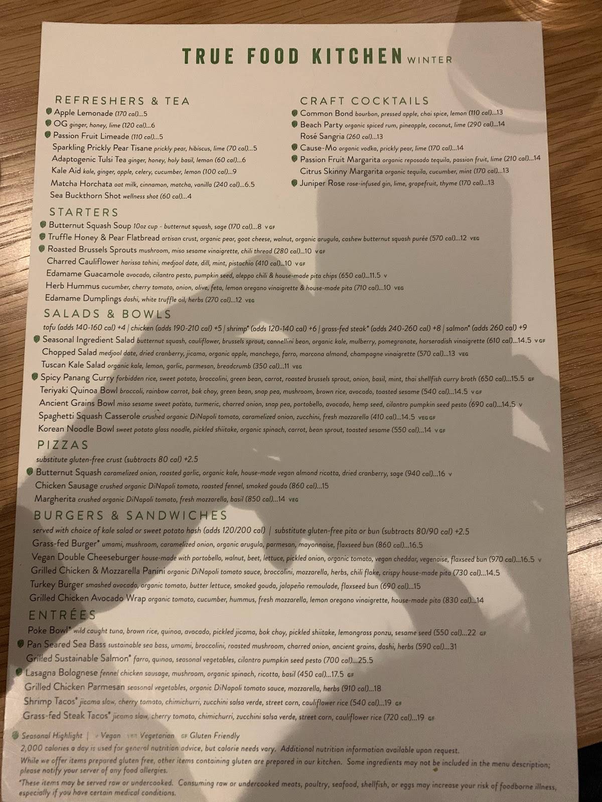 Menu at True Food Kitchen restaurant, Annapolis, Towne Centre Blvd ...