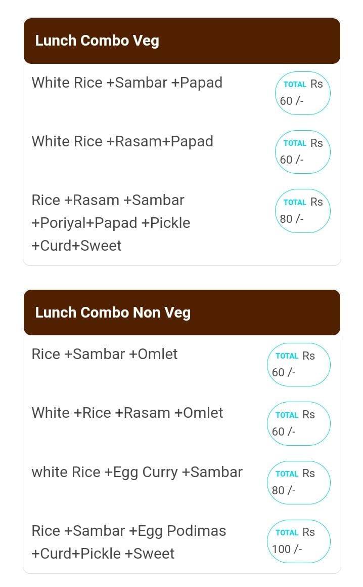 Menu at Try it, Chennai
