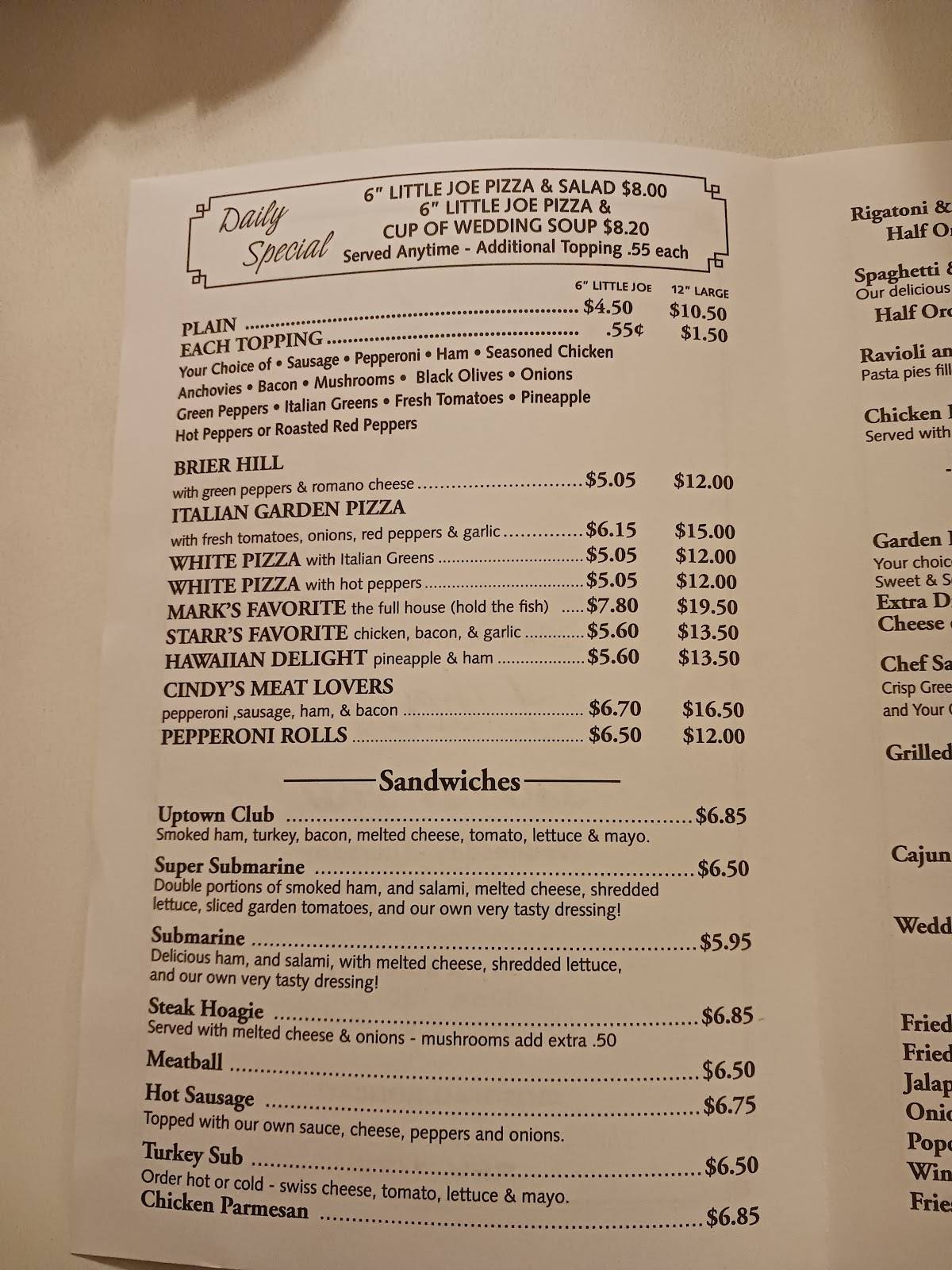 Menu at Uptown Pizza (Liberty) pizzeria, Youngstown, Belmont Ave