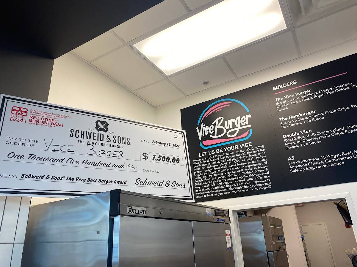 Carta del restaurante Vice Burger Miami Beach, Miami Beach