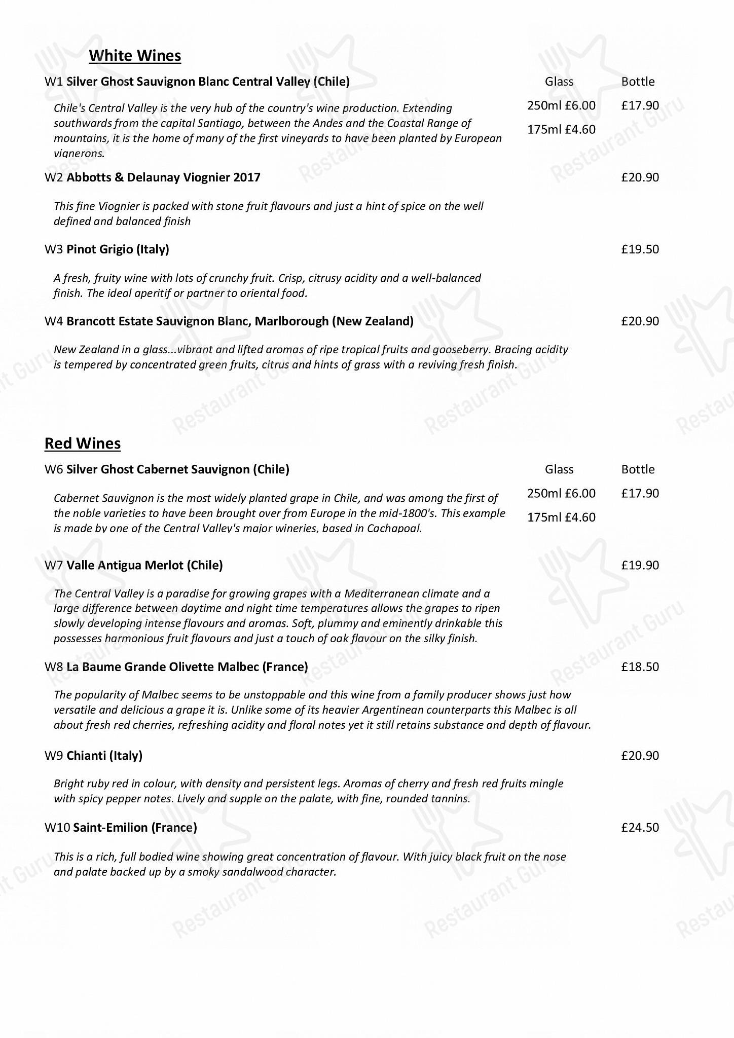 Menu at Victor Chan Oriental Cuisine restaurant, Saint Neots