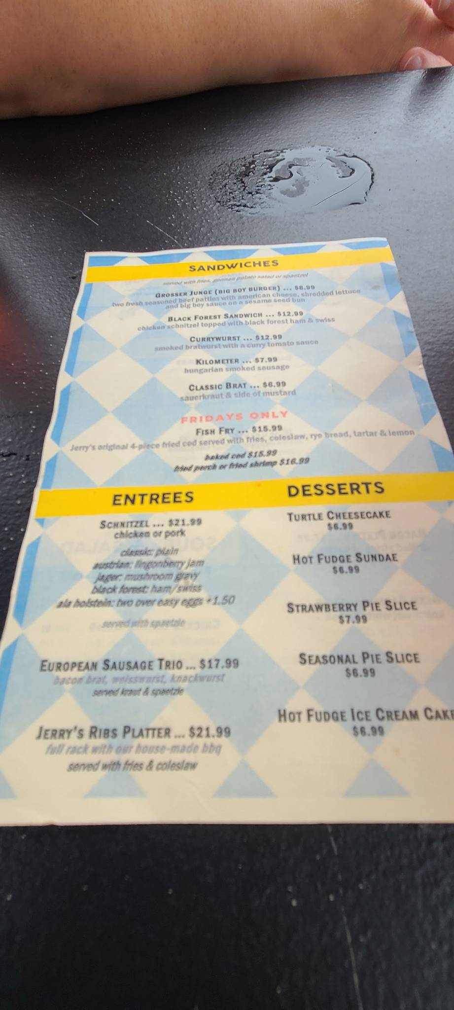 Menu at Von Rothenburg Bier Stube pub & bar, Germantown