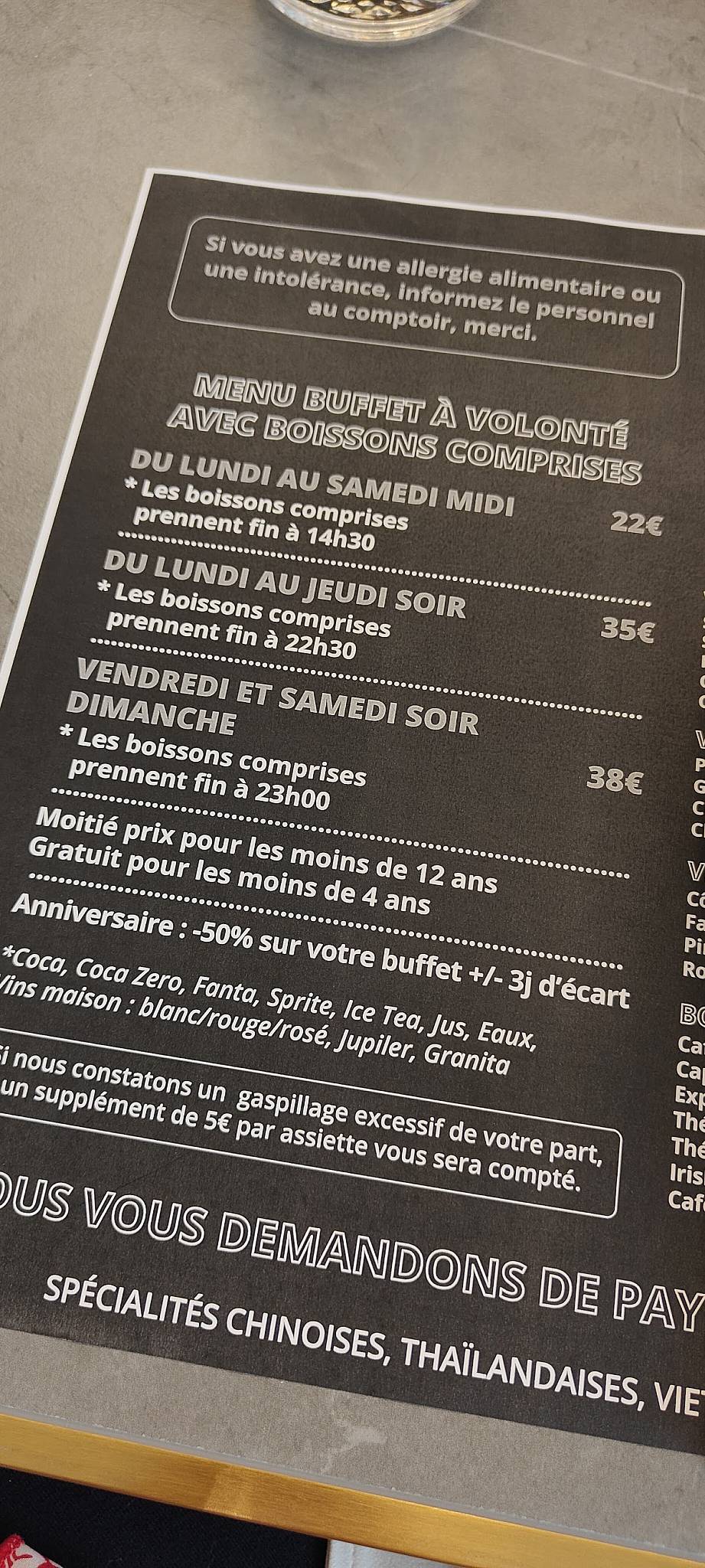 Menu au WOK IN, Mons