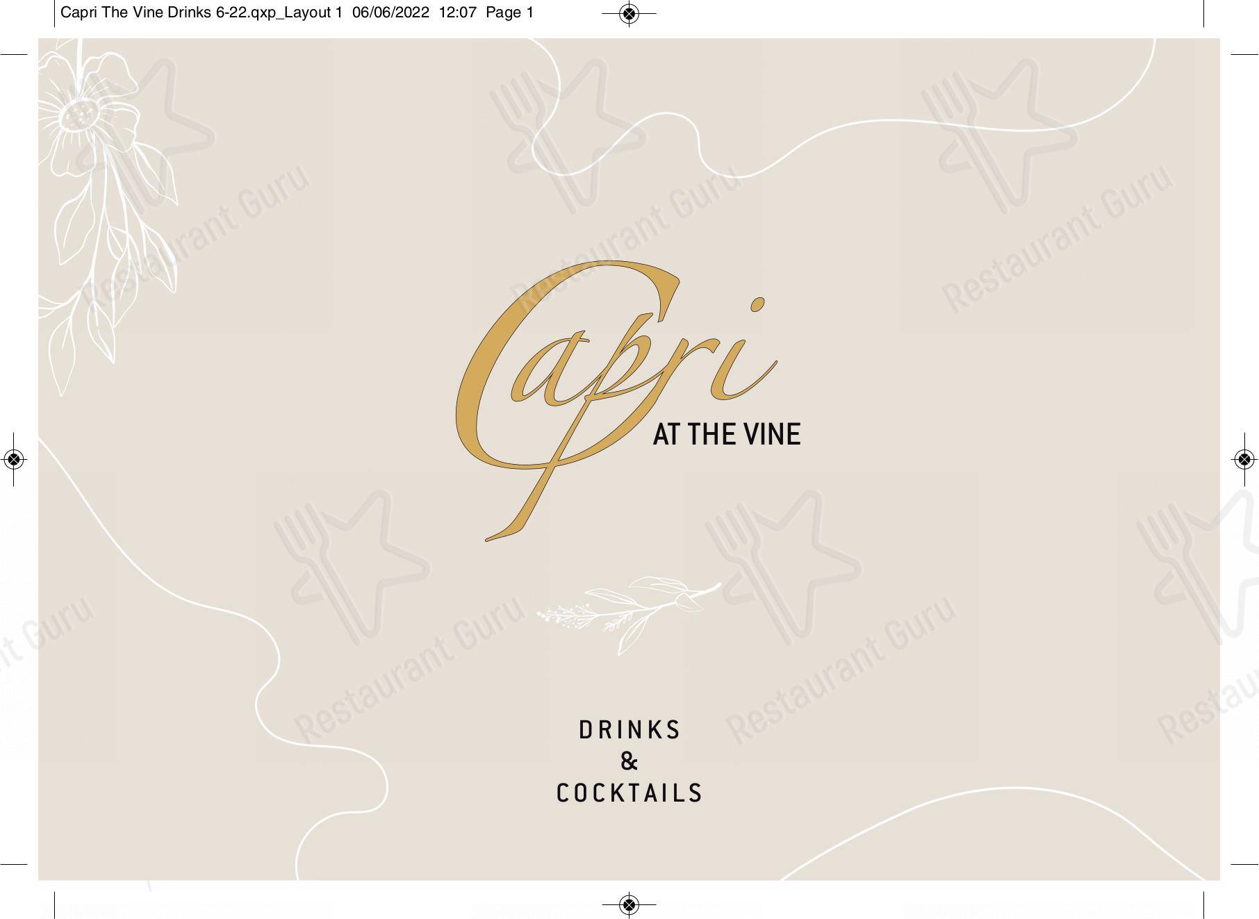 Menu at Capri @ The Vine restaurant, Wakefield