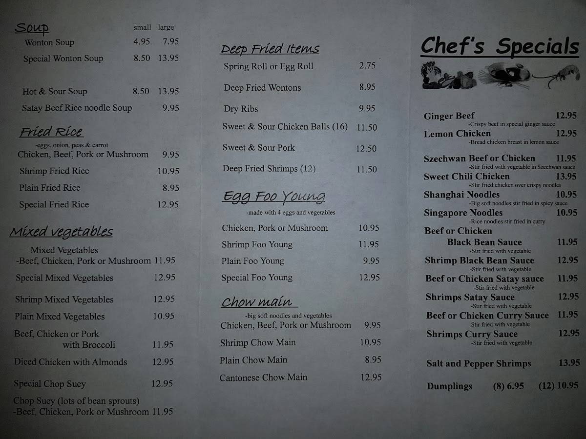 Menu at Warman Wok restaurant, Warman