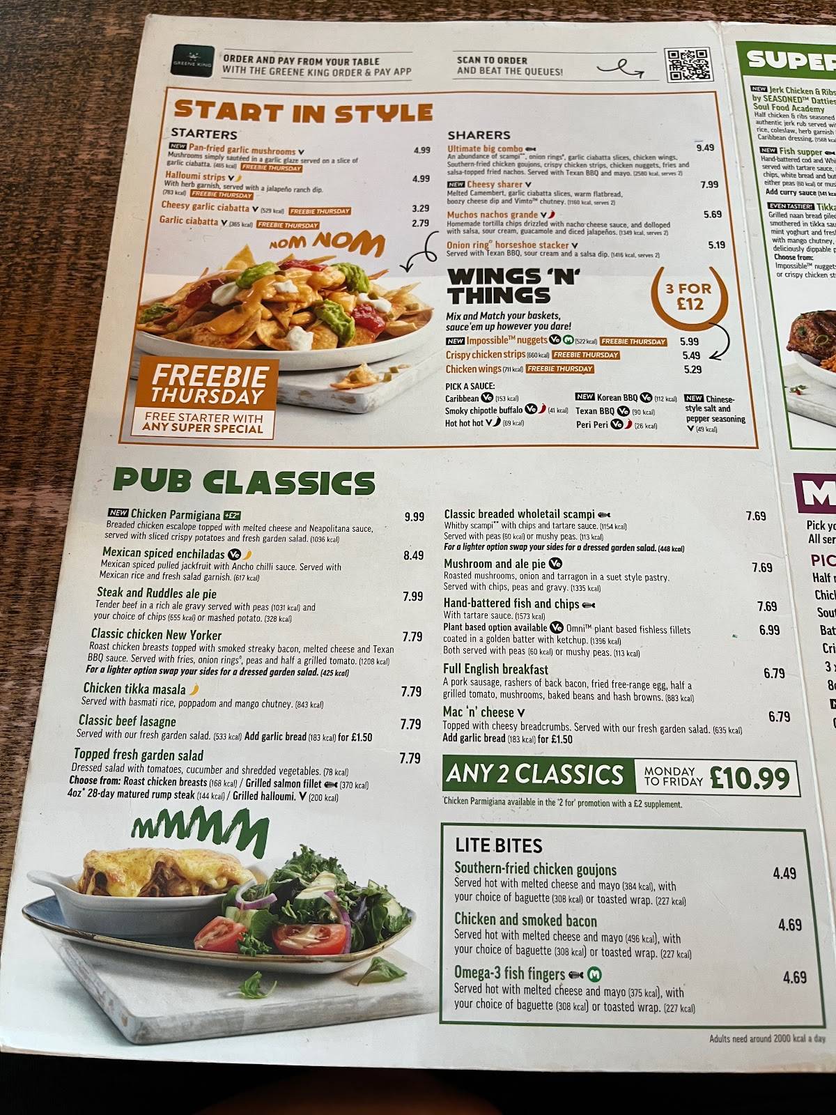 Menu at Wellow pub & bar, Cleethorpes