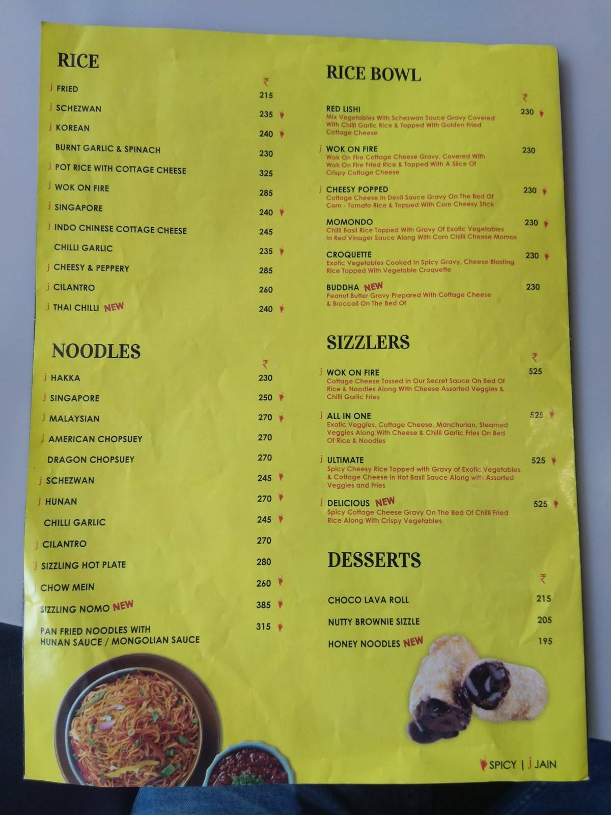 Menu at Wok On Fire, Vapi