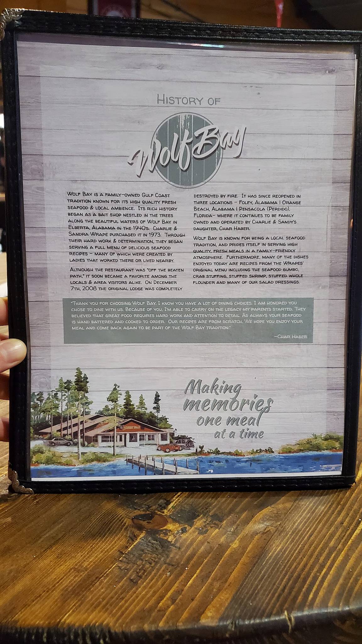 Menu at Wolf Bay Restaurant at Foley, Foley, Miflin Rd
