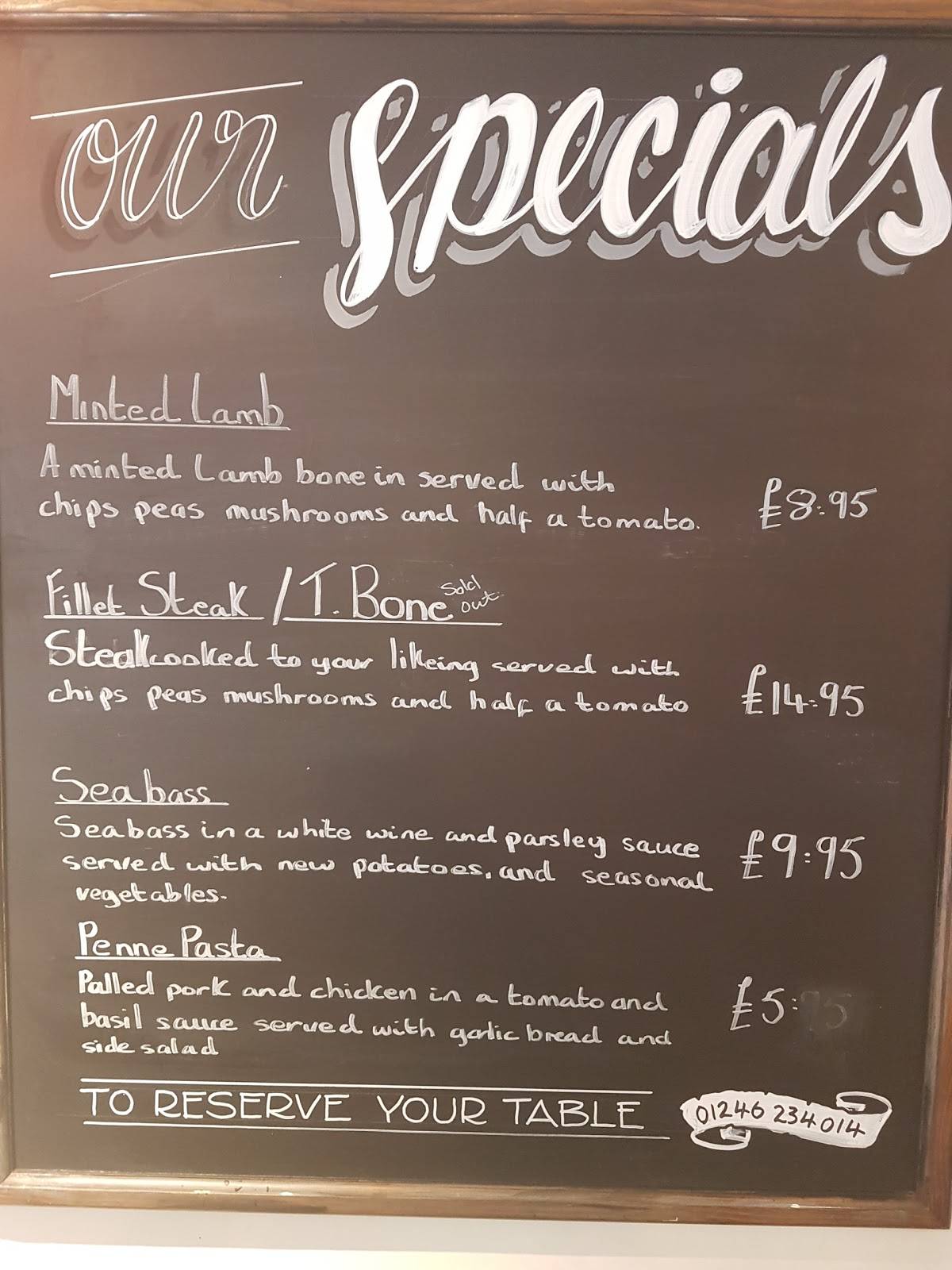 Menu at The Woodside pub & bar, Chesterfield