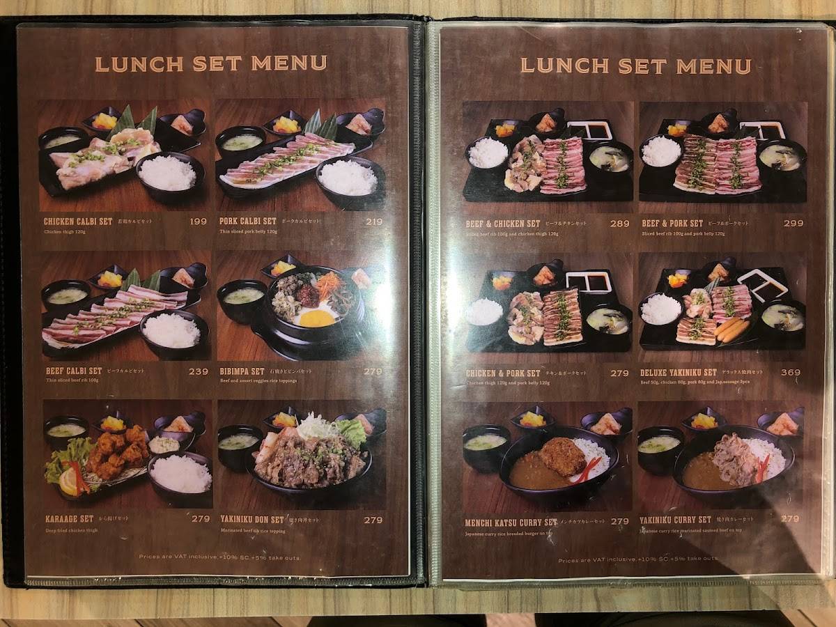 Menu at Yakiniku Kenshin Japanese Restaurant, Makati