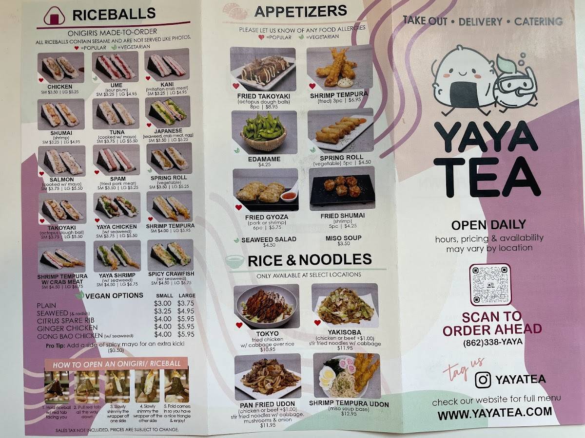 Menu at Yaya Tea Newark restaurant, Newark