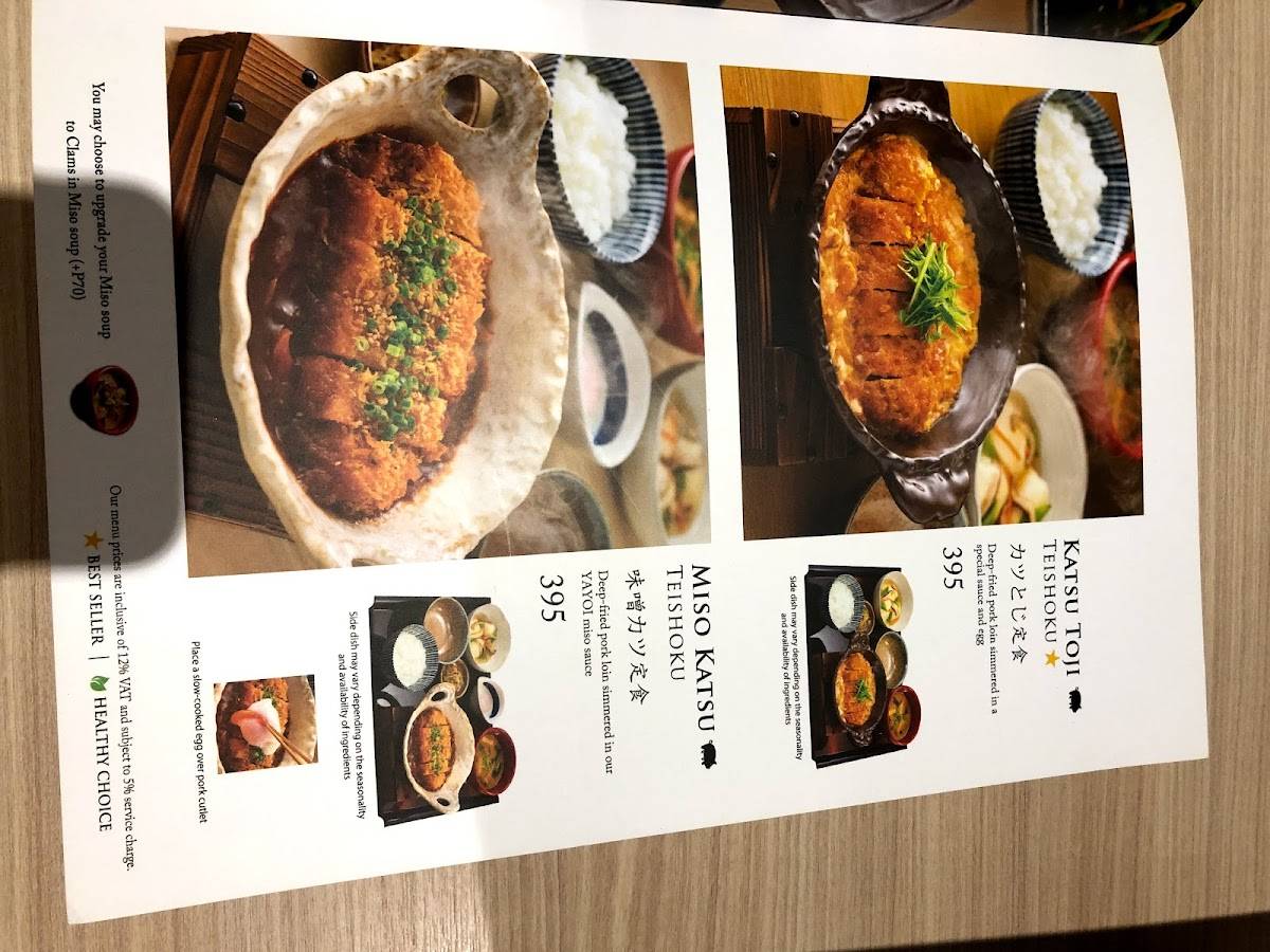 Carta del restaurante Yayoi BGC, Taguig