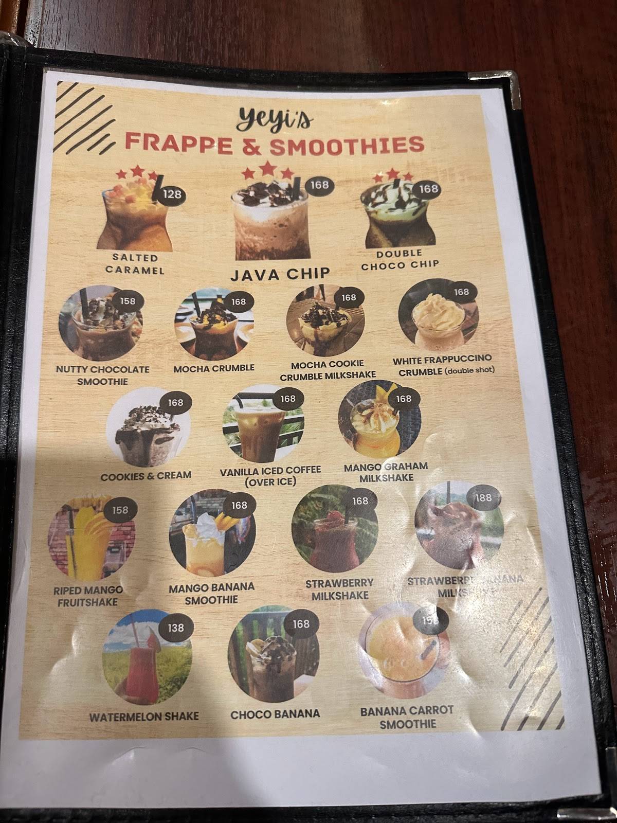 Menu at Yeyi's Pizzeria & Café, Tanay