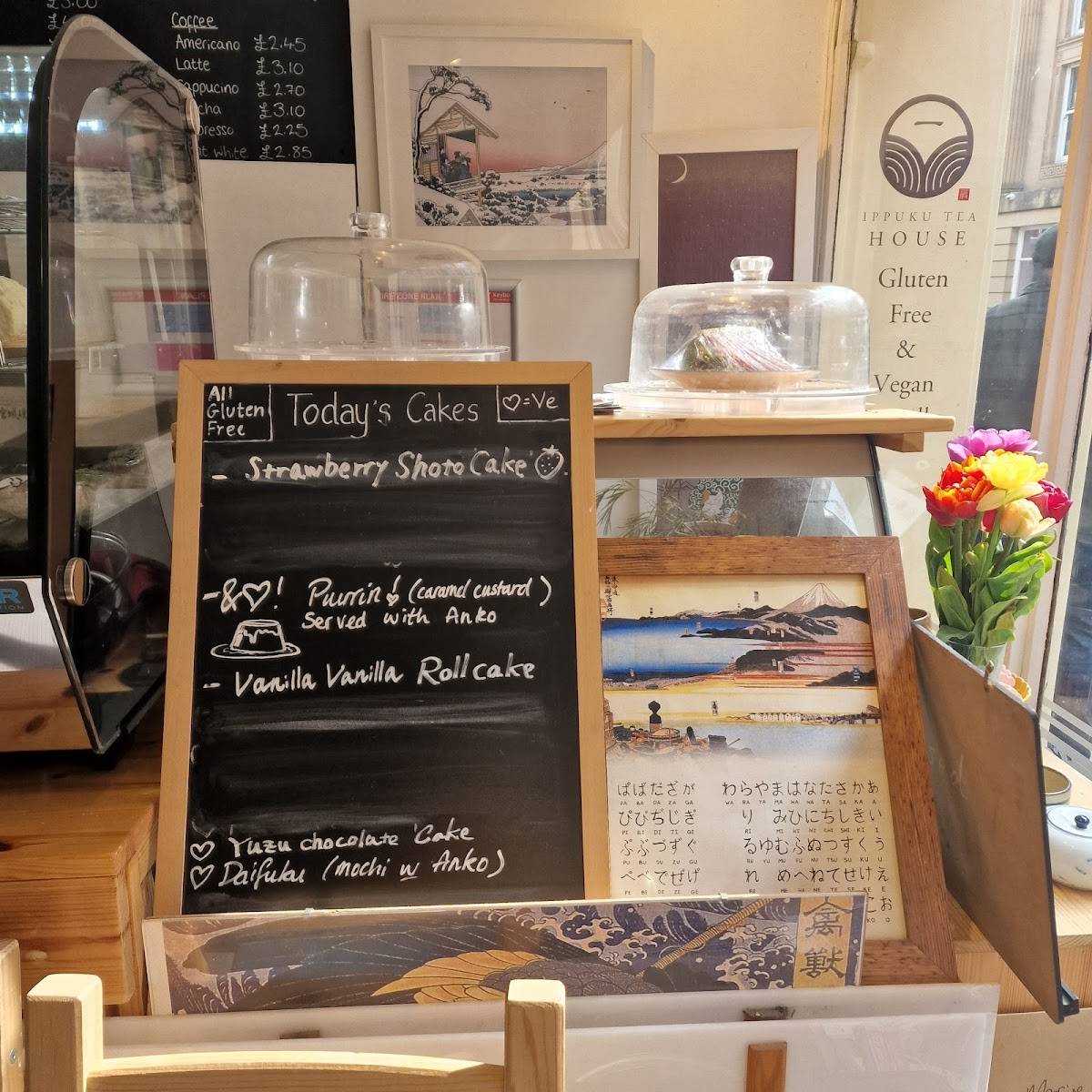 Menu at Ippuku Tea House cafe, York
