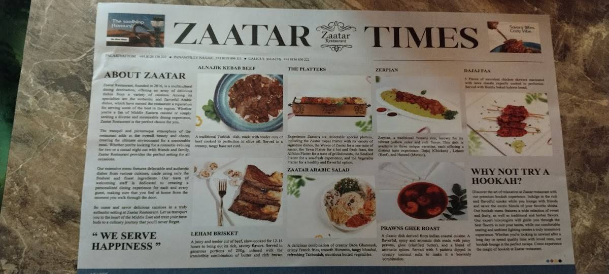 Menu at Zaatar Restaurant Calicut, Kozhikode