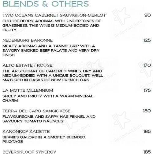 Menu at Baobab Cafe & Grill, Pretoria, Menlyn Shopping Centre