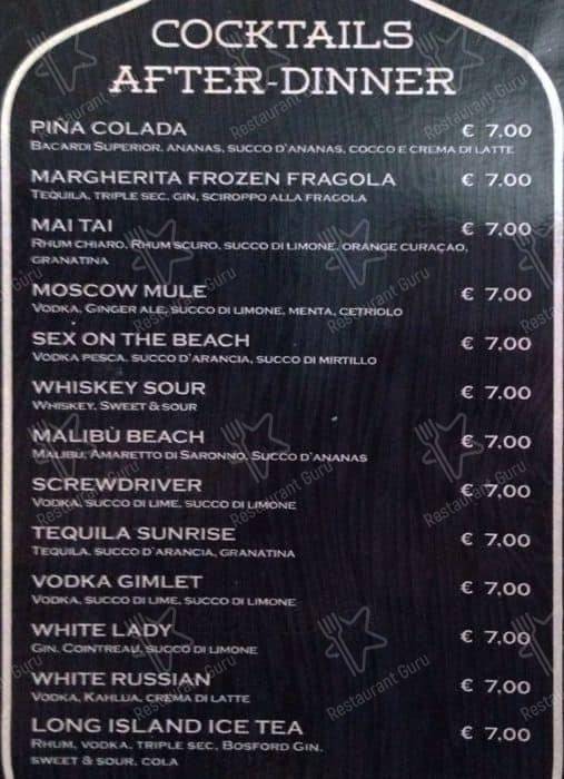 Menu da Cafè Madeira Milano pub & bar, Milano