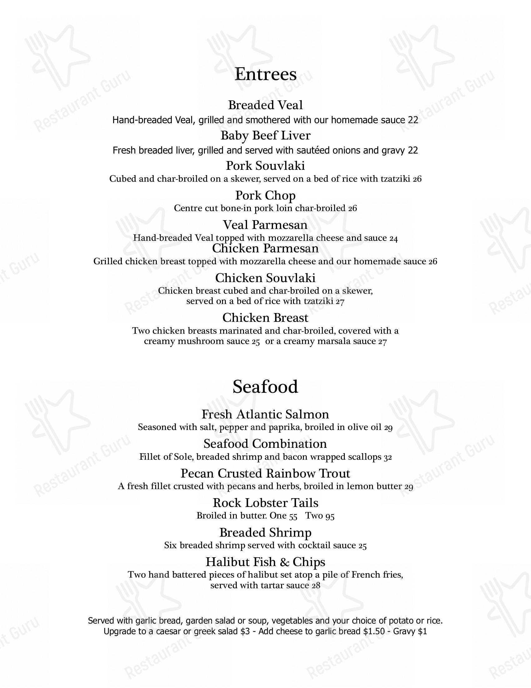 Menu at Steven's Bar-B-Q Restaurant, Markdale