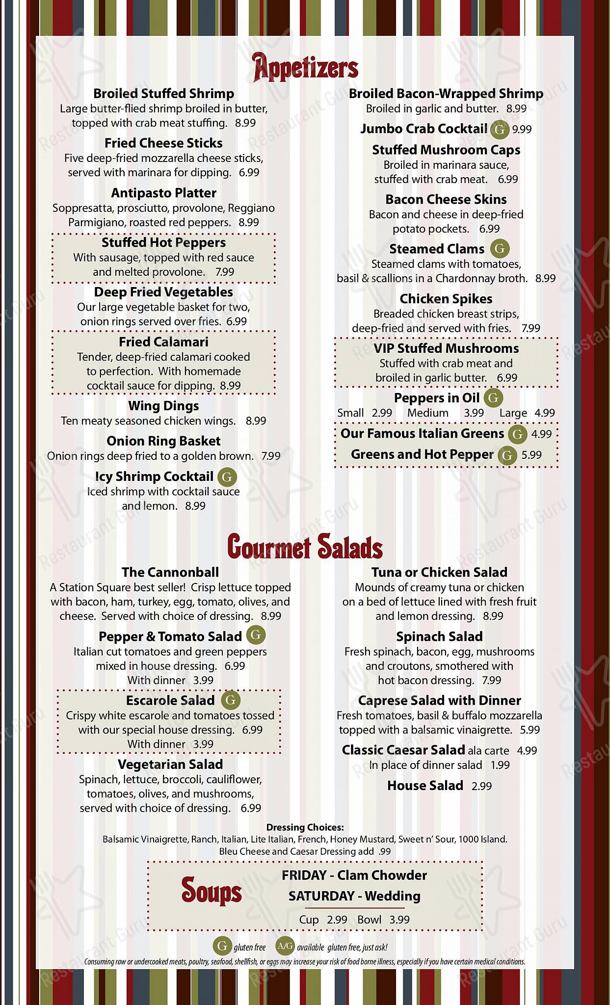 Menu at Station Square restaurant, Youngstown, Belmont Ave