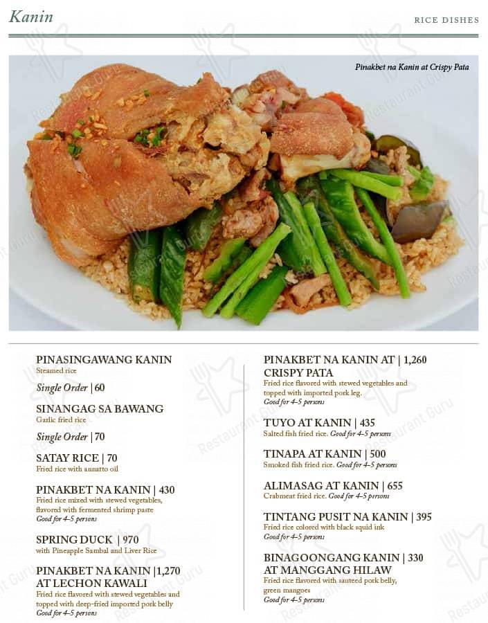Menu at Balay Dako restaurant, Tagaytay, Tagaytay - Nasugbu Hwy