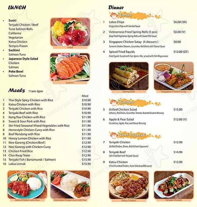 Menu at Fugu 8 Asian Cafe, West Leederville